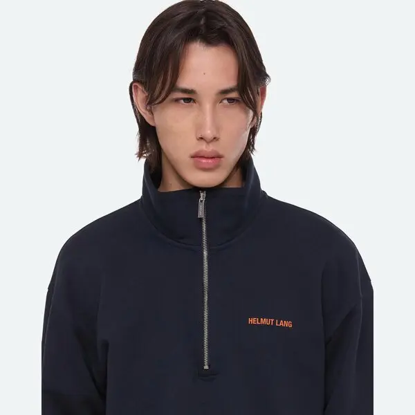 Helmut Lang Small Logo Quarter-zip - Navy