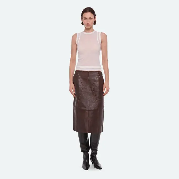 Helmut Lang Leather Skirt - Saddle