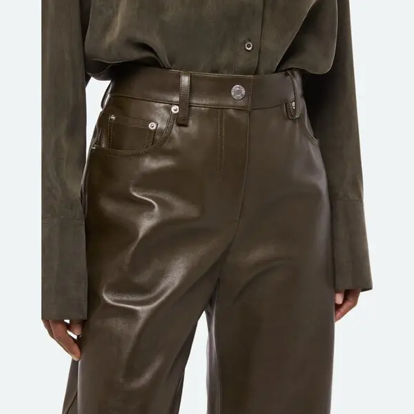 Helmut Lang Leather Relaxed Bootcut Pants