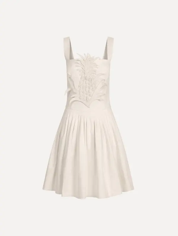 Oscar De La Renta Pineapple Appliqué Denim Mini Dress - One-color