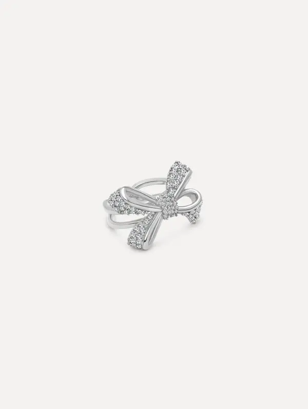Oscar De La Renta Crystal Pav Bow Ring