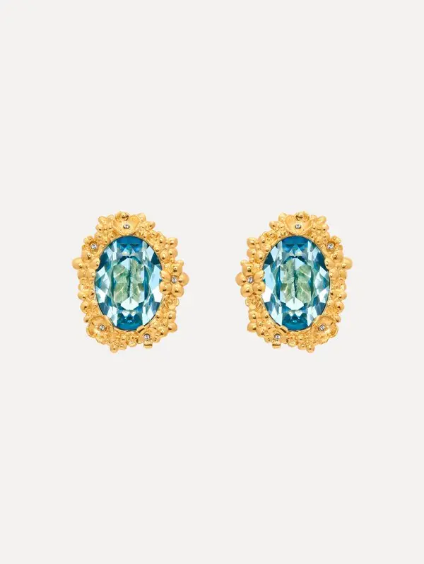 Oscar De La Renta Oval Medallion Clip-on Earrings - Blue