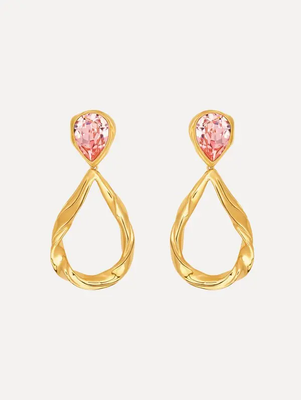 Oscar De La Renta Loop Drop Clip-on Earrings With Crystal - Blush