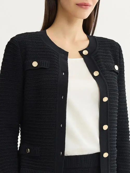 Misook Monochromatic Ottoman Knit Jacket