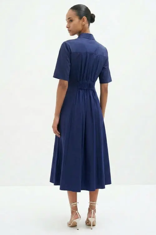 EXQUISE Darcel Short Sleeve Buttoned Midi Dress