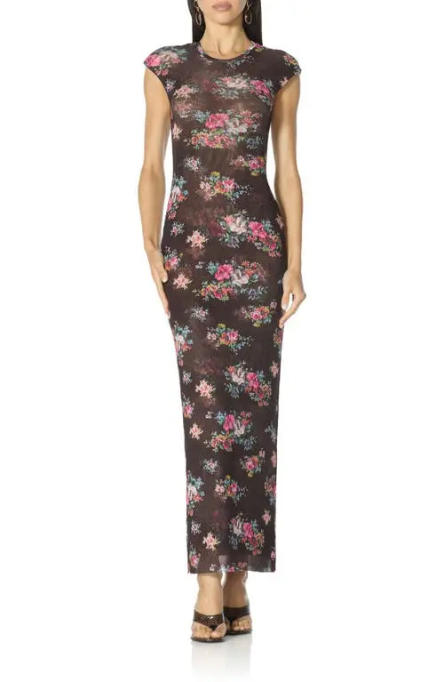 AFRM Mylo Print Mesh Maxi Dress - Java Snake Floral