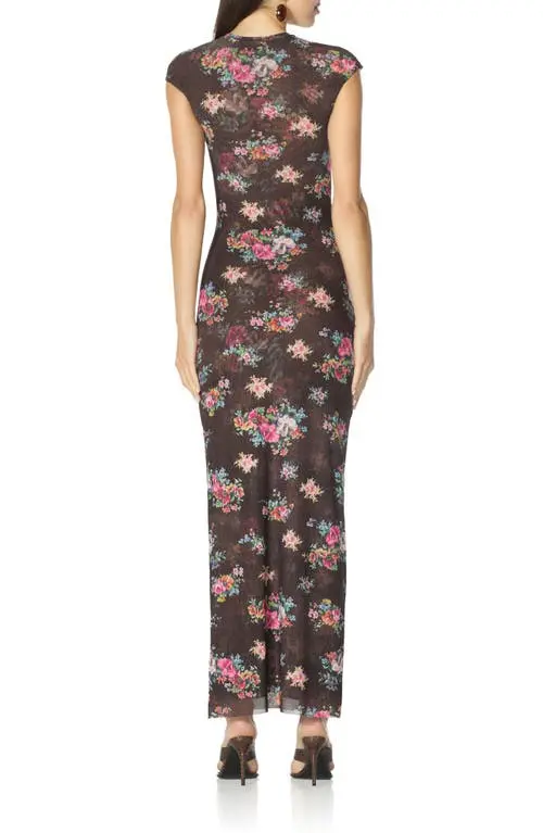 AFRM Mylo Floral Print Mesh Maxi Dress - Java Snake Floral