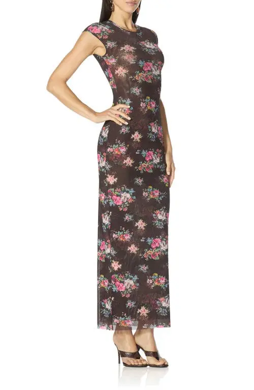 AFRM Mylo Floral Print Mesh Maxi Dress - Java Snake Floral