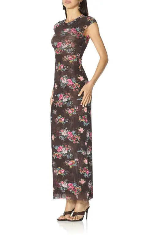 AFRM Mylo Floral Print Mesh Maxi Dress - Java Snake Floral