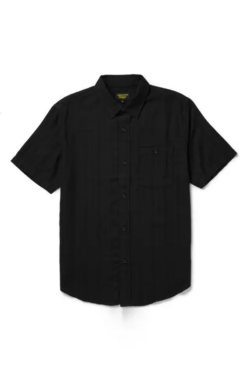 SEAGER CO Caldera Stripe Jacquard Short Sleeve Button-up Shirt - Black