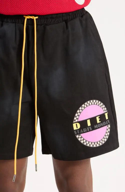 DIET STARTS MONDAY Baja Twill Graphic Cotton Shorts