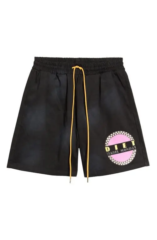 DIET STARTS MONDAY Baja Twill Graphic Cotton Shorts