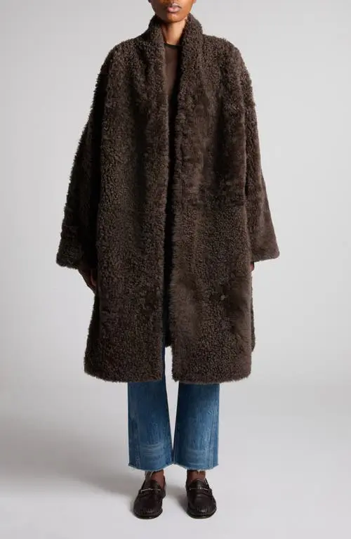 TOM FORD Genuine Shearling Cocoon Coat - Coffee/black