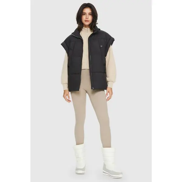 OROLAY Oversized Sleeveless Classic Puffer Vest - Black