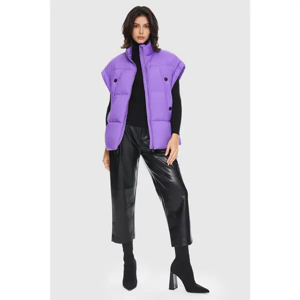 OROLAY Oversized Sleeveless Classic Puffer Vest - Purple
