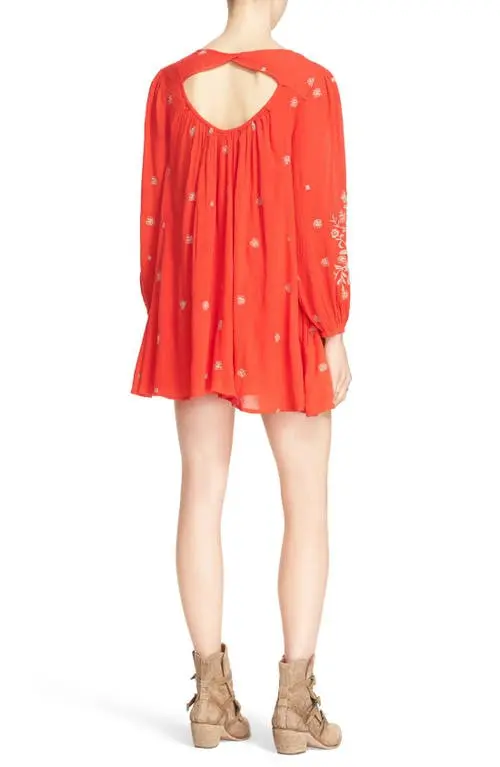 Free People Embroidered V-neck Mini Dress