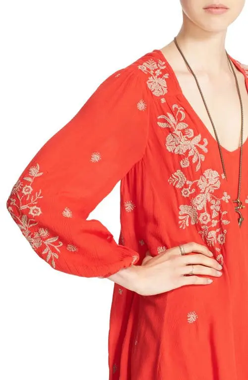 Free People Embroidered V-neck Mini Dress