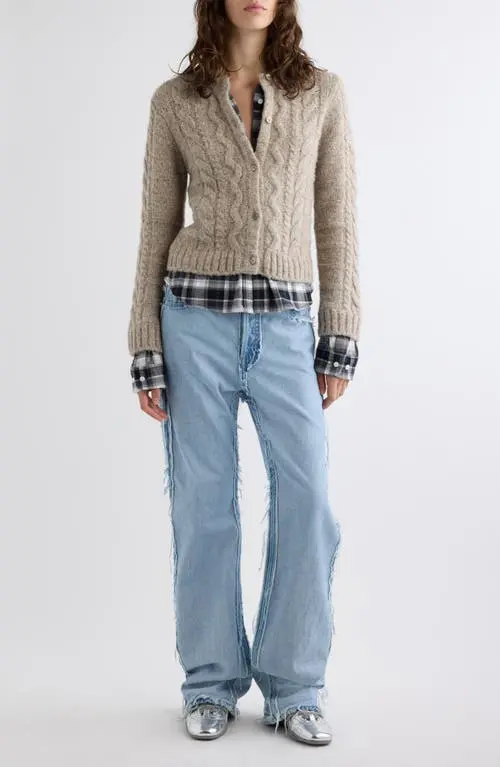 Acne Studios Pazer Frayed Double Layer Straight Leg Jeans