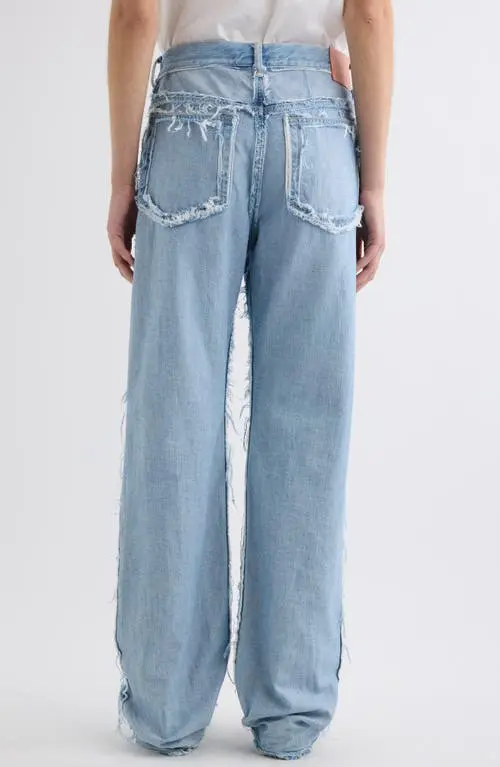 Acne Studios Pazer Frayed Double Layer Straight Leg Jeans
