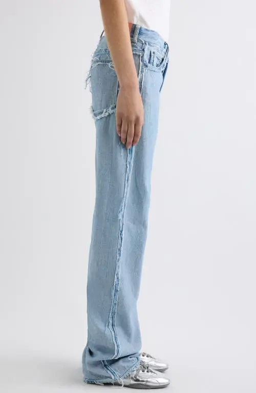Acne Studios Pazer Frayed Double Layer Straight Leg Jeans