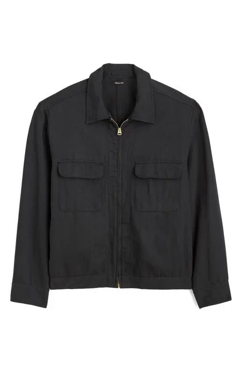 Madewell Zip Front Organic Cotton & Linen Jacket - Black