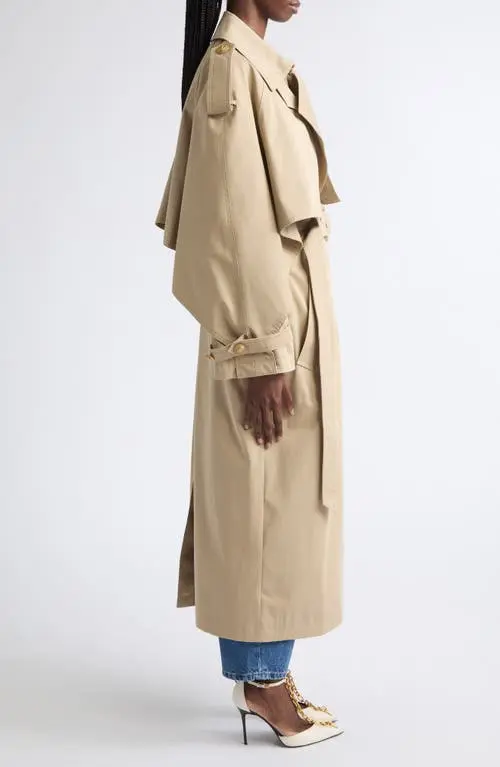 Balmain Belted Cotton Gabardine Trench Coat