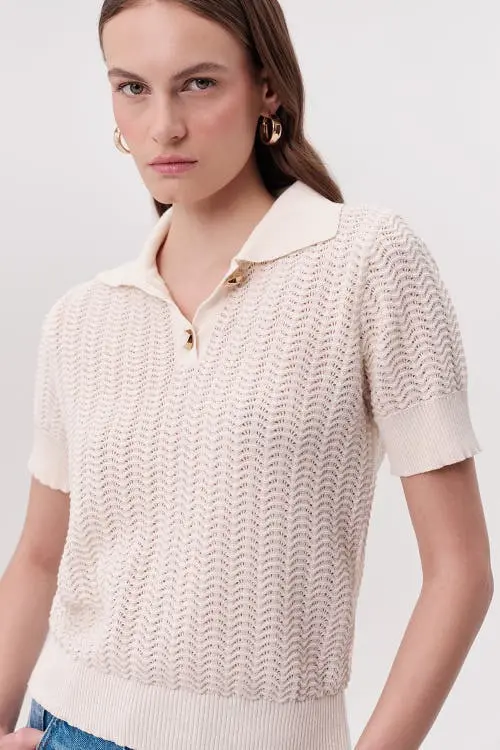 EXQUISE Rachelle Short Sleeve Knit Blouse