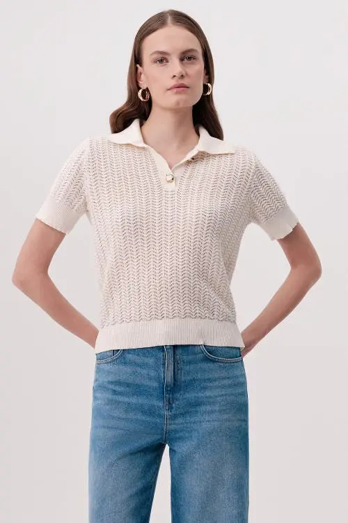 EXQUISE Rachelle Short Sleeve Knit Blouse