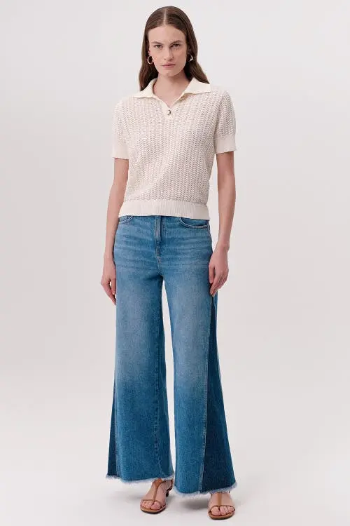 EXQUISE Rachelle Short Sleeve Knit Blouse