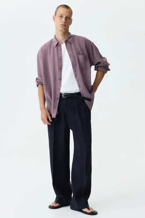 H&m Loose-fit Wide-leg Linen Pants - Black