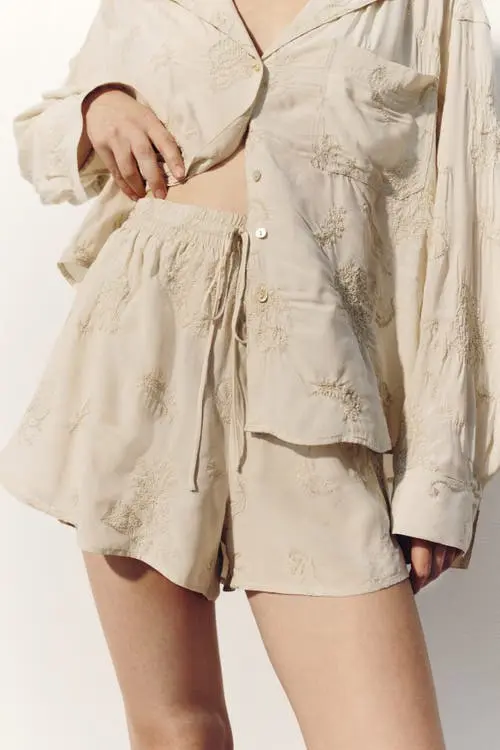 H&m Embroidered Viscose Shorts