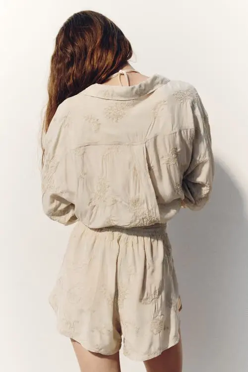 H&m Embroidered Viscose Shorts
