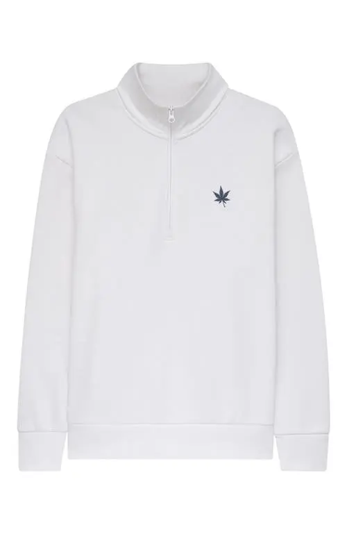 Boast Fleece Quarter Zip With Embroidered Leaf Detail - White