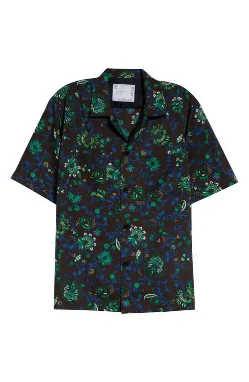 Sacai Floral Print Button-up Shirt - Brown