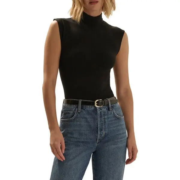 FAVORITE DAUGHTER Heritage Mock Neck Top - Black