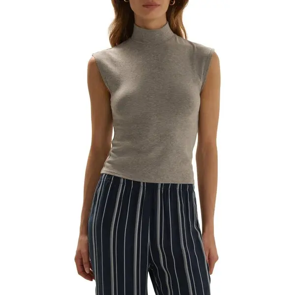 FAVORITE DAUGHTER Heritage Mock Neck Top - Heather Grey