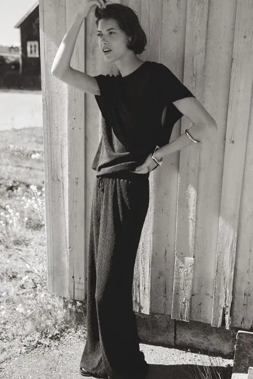 H&m Crinkled Drawstring Pants - Black