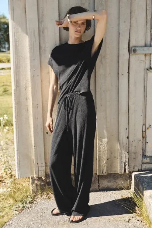 H&m Crinkled Drawstring Pants - Black