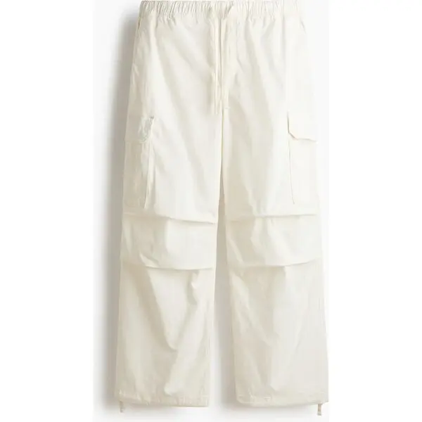 H&M Loose-fit Cargo Pants In Cotton Twill - Cream