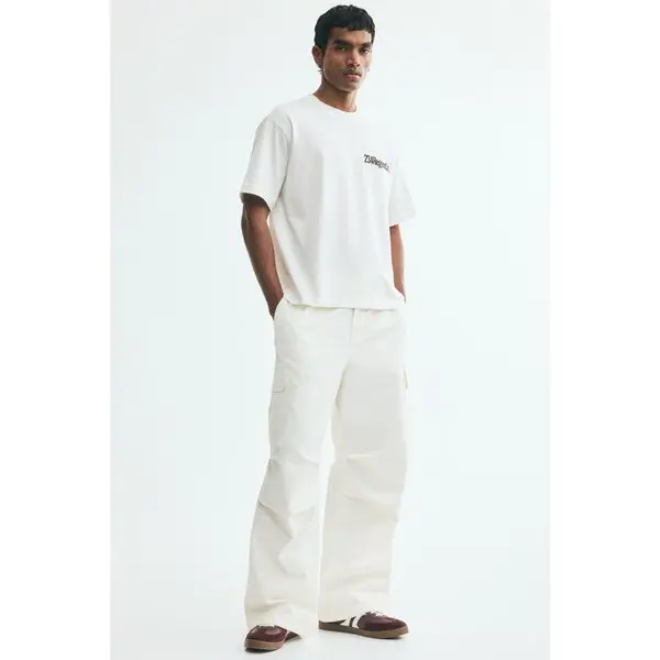 H&M Loose-fit Cargo Pants In Cotton Twill - Cream