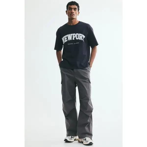 H&M Loose-fit Cargo Pants In Cotton Twill - Dark Gray