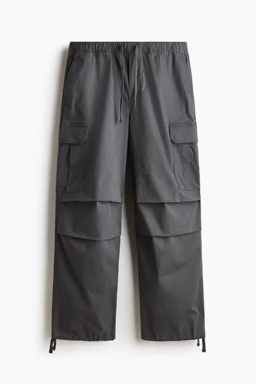 H&M Loose-fit Cargo Pants In Cotton Twill - Dark Gray
