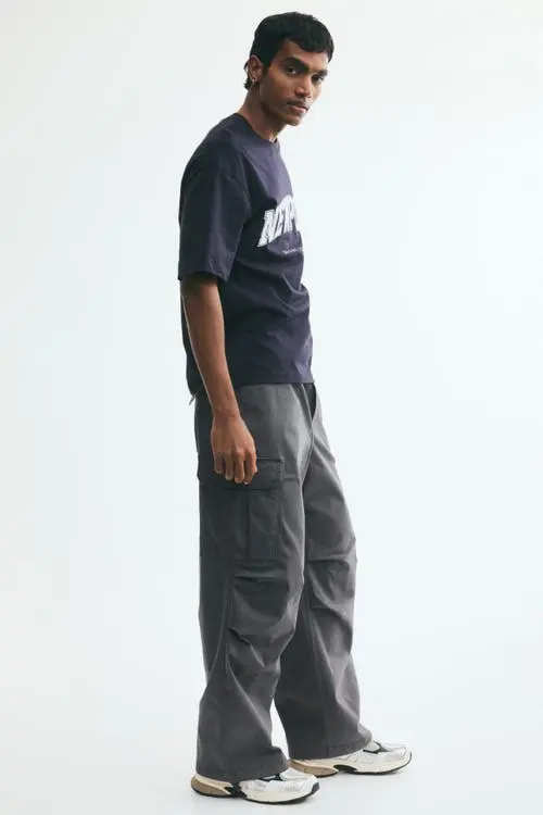 H&M Loose-fit Cargo Pants In Cotton Twill - Dark Gray