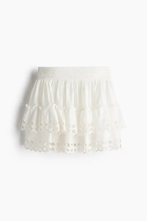 H&m Tiered Eyelet Embroidery Skirt