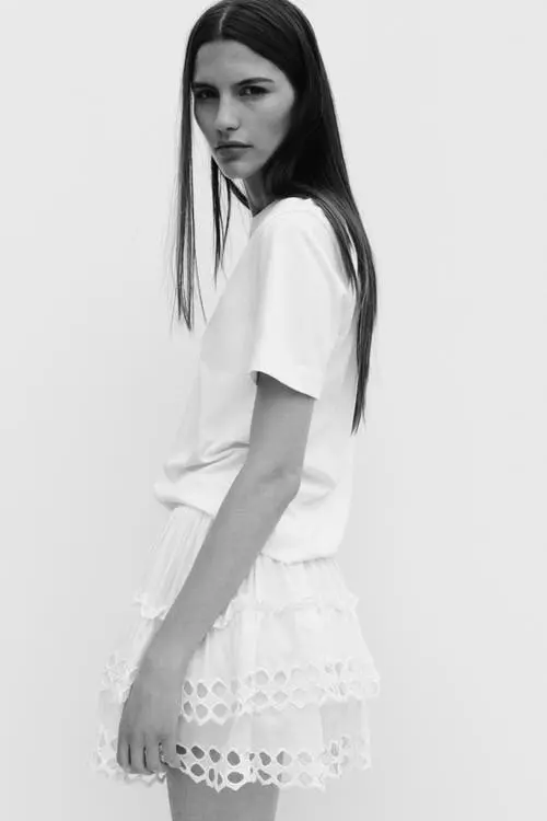 H&m Tiered Eyelet Embroidery Skirt
