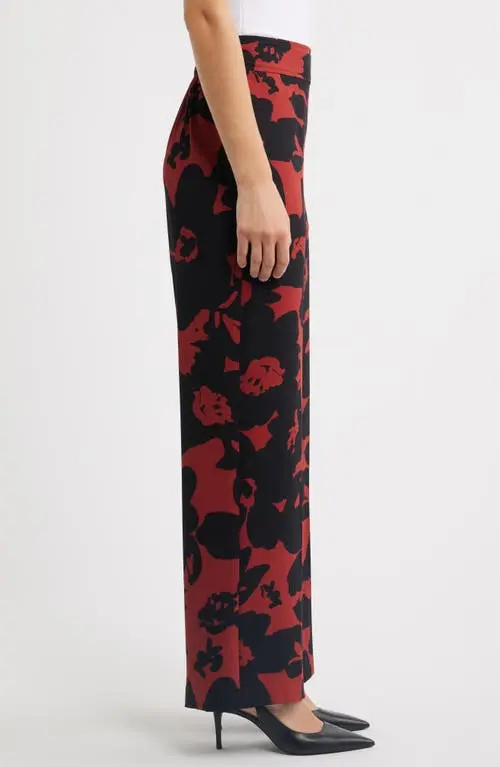 Anne Klein Floral High Waist Wide Leg Pants