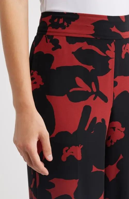 Anne Klein Floral High Waist Wide Leg Pants