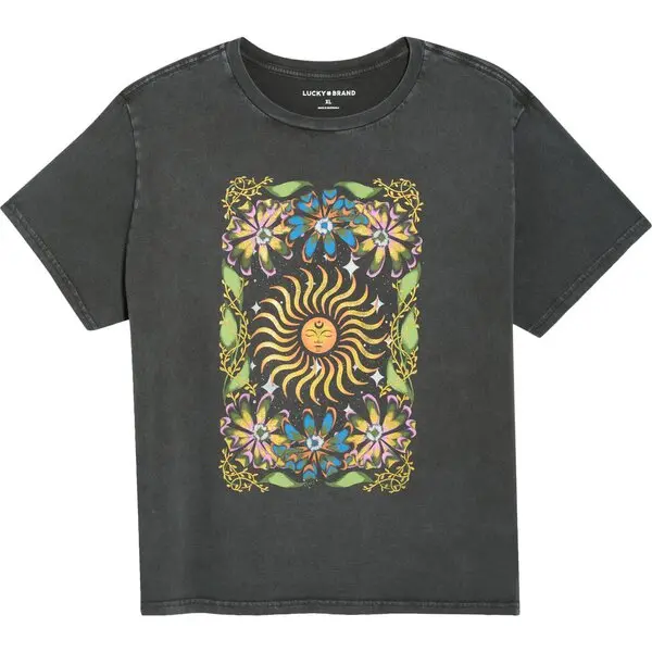 Lucky Brand Colorful Sun Graphic T-shirt - Jet Black