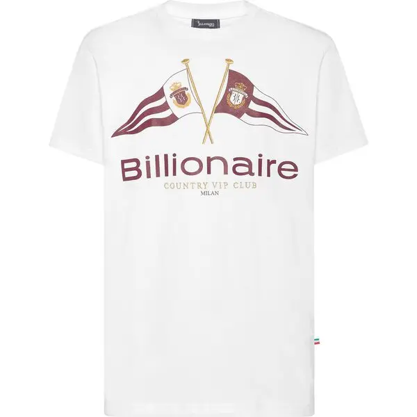 BILLIONAIRE T-shirt Round Neck Flags - White
