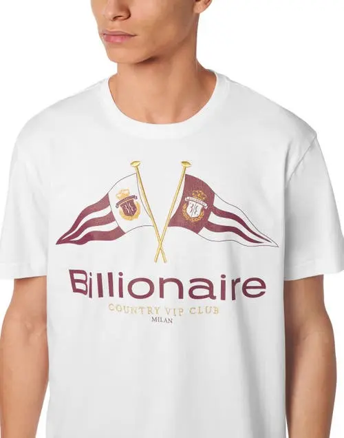 BILLIONAIRE T-shirt Round Neck Flags - White